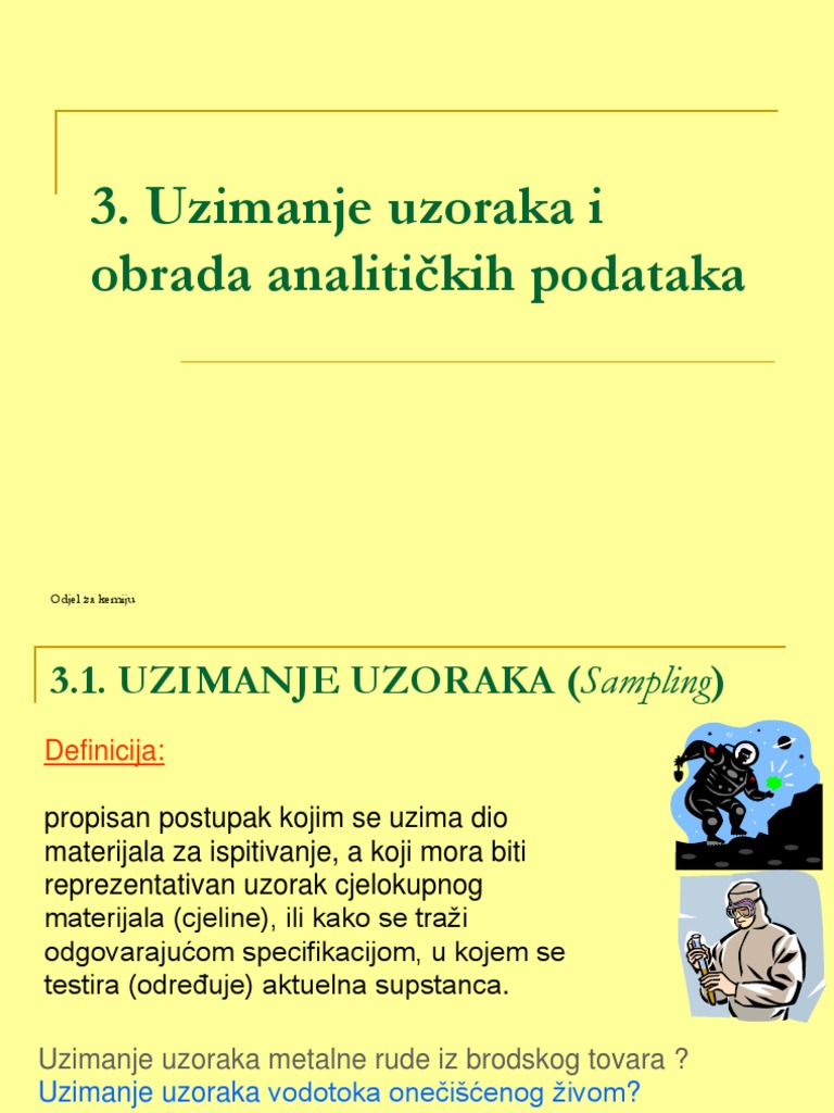 Poglavlje 3 Uzimanje Uzoraka Obrada Analitičkih Podataka | PDF