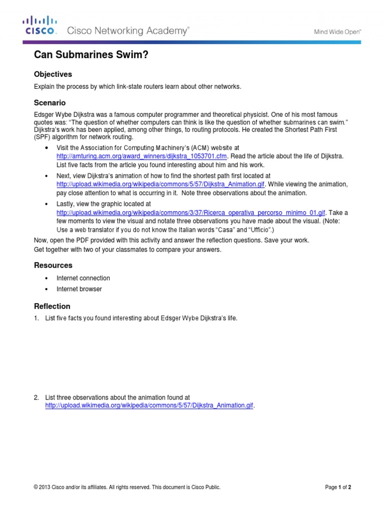 8.0.1.2 Class Activity - Can Submarines Swim Instructions | PDF ...