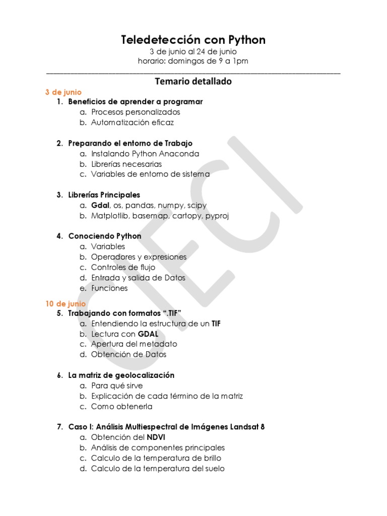 CURSO-Teledetección Con Python | PDF | Python (lenguaje de programación) | Áreas de informática