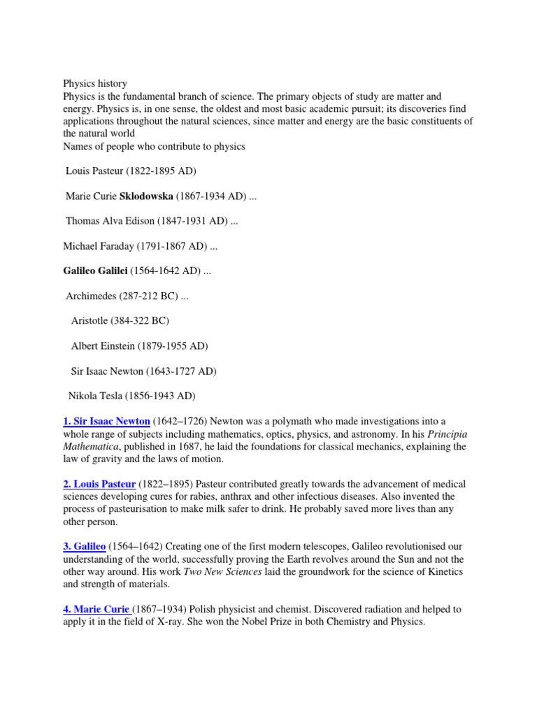 Physics History | PDF | Physics | Mechanics