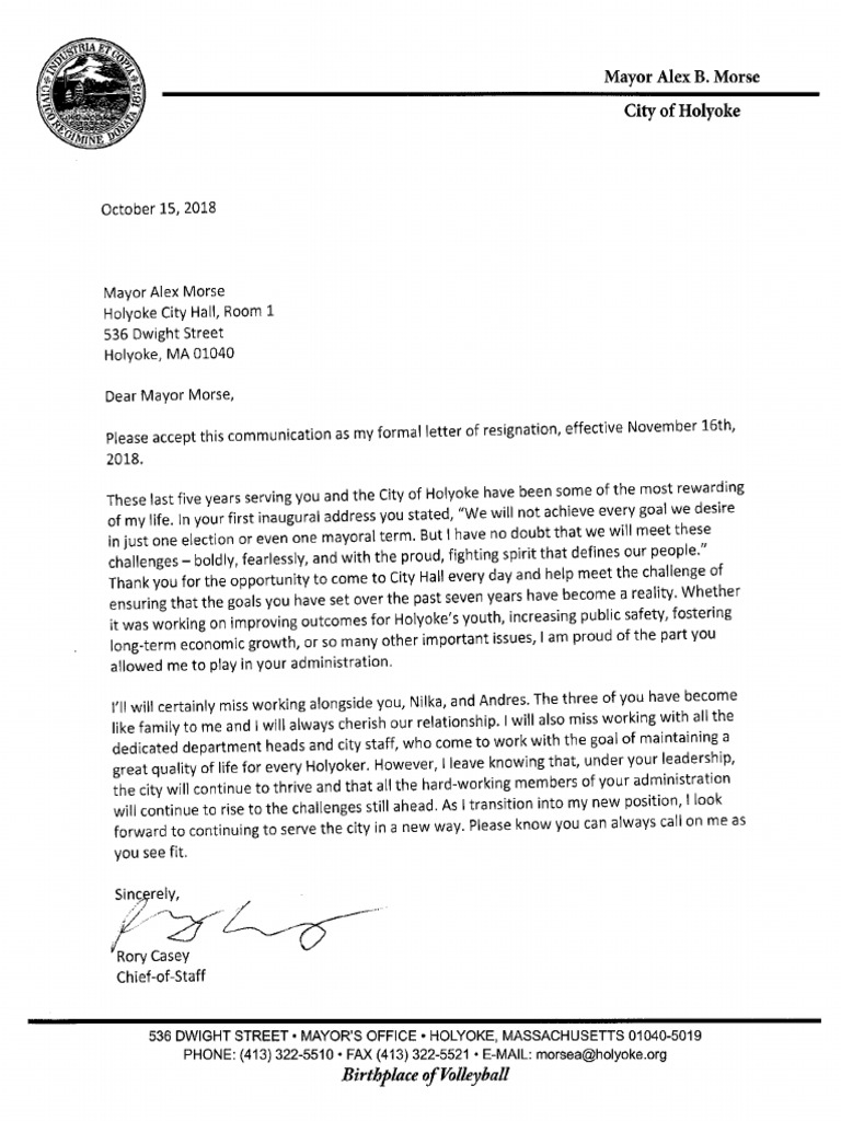 Rory Casey Resignation | PDF