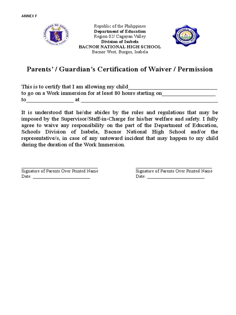 Parents Waiver | PDF