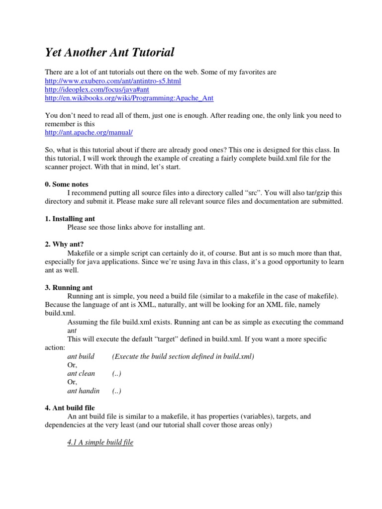 Yet Another Ant Tutorial | PDF | Java (Programming Language) | Computer ...
