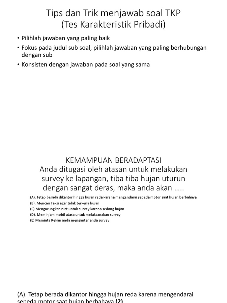 Tips Dan Trik Menjawab Soal TKP | PDF | Karier & Perkembangan | Metode & Bahan Ajar