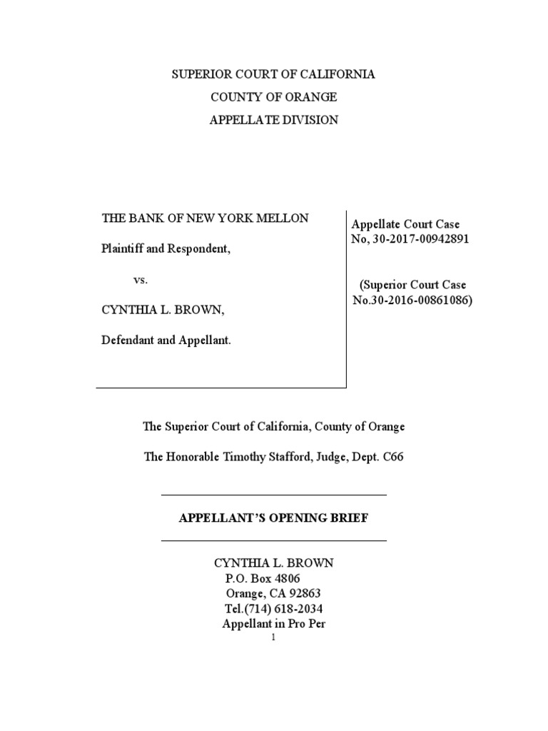Appellants Opening Brief | PDF | Foreclosure | Summary Judgment