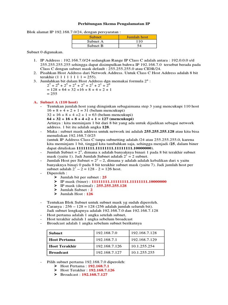 Perhitungan Skema Pengalamatan IP | PDF