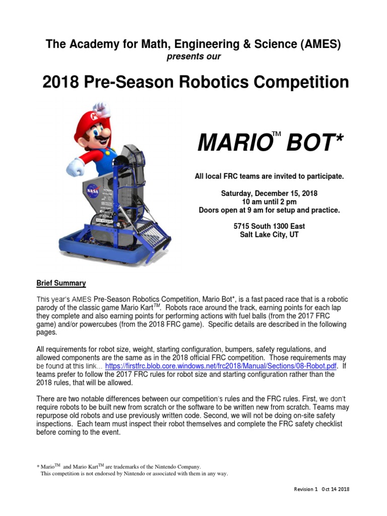 Mario Bot Rules - Rev 1 | PDF | Robot | Robotics