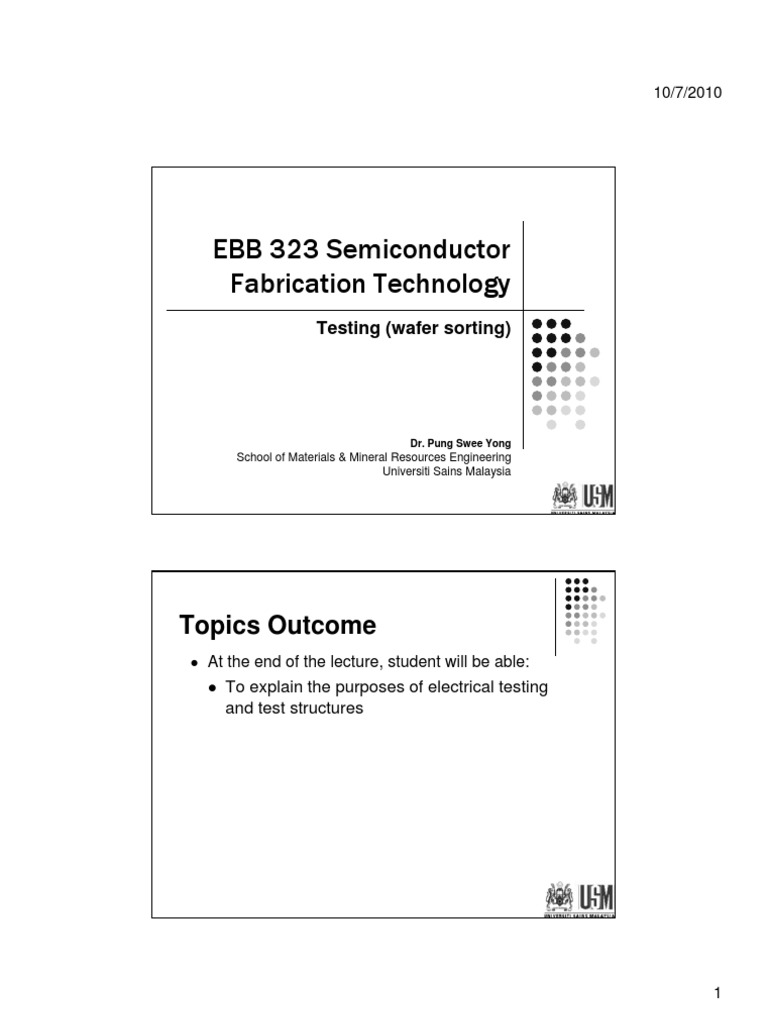 Chap 13a - Testing (Wafer Sorting) | PDF | Semiconductor Device ...