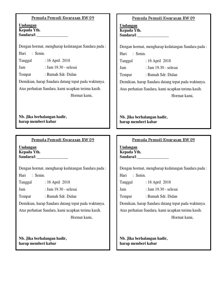 Undangan Rapat PEmuda Aprill | PDF