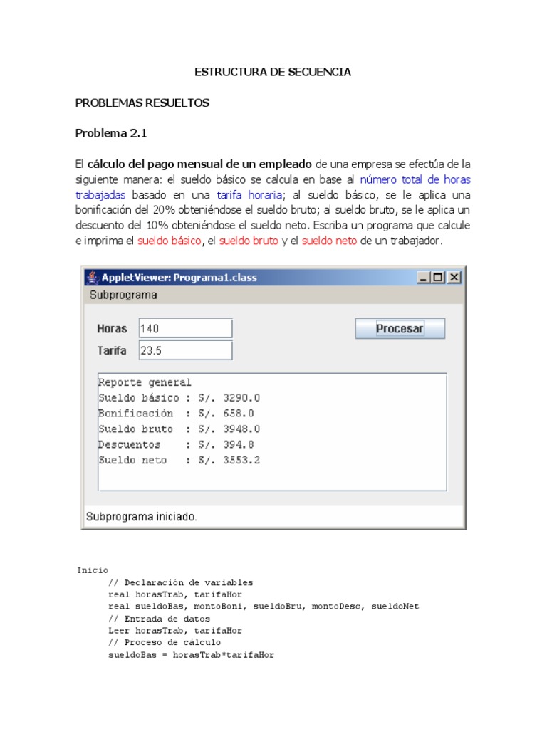 Estructura de Secuencia - Problemas Resueltos | PDF | Algoritmos | Precios
