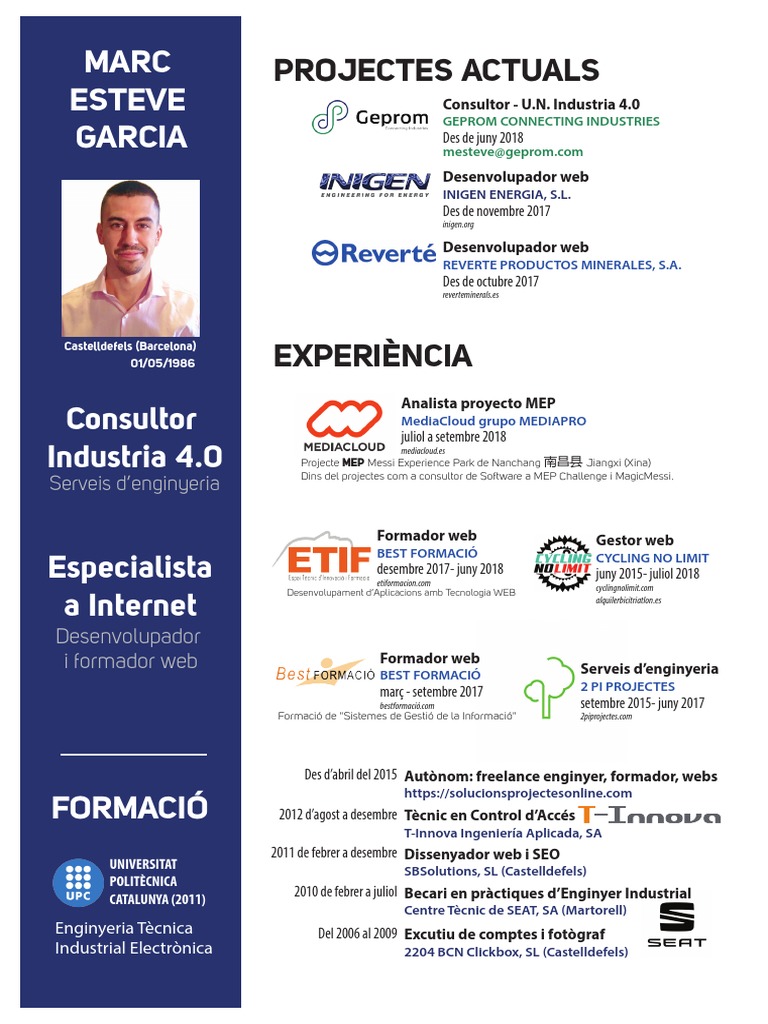 CV Currículum Marc Esteve Garcia 2018 | PDF