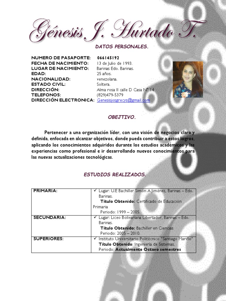 Curriculum Genesis Hurtado | PDF | Venezuela | Escuelas