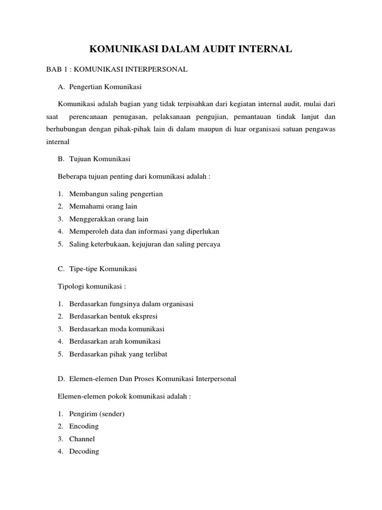 Komunikasi Dalam Audit Internal Komunikasi Dalam Audit Internal