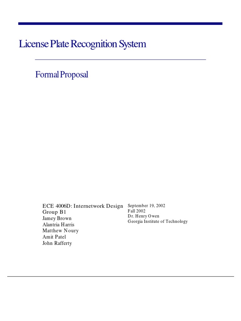 License Plate Recognition System Proposal | PDF