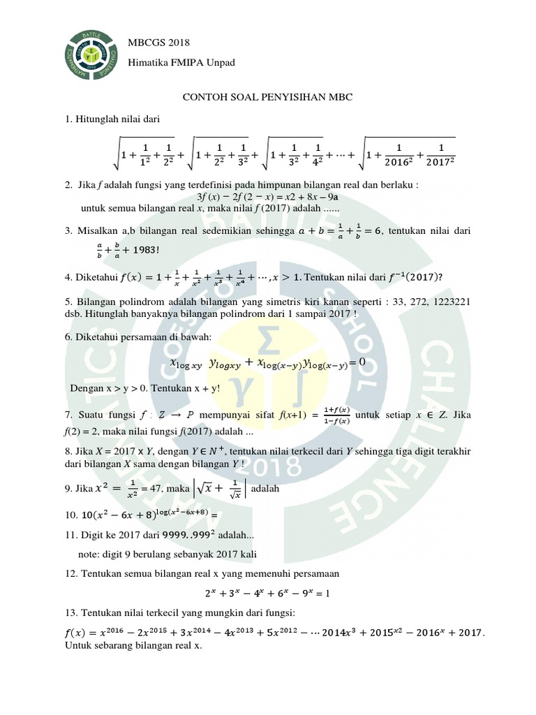 Contoh Soal Penyisihan MBC PDF | PDF