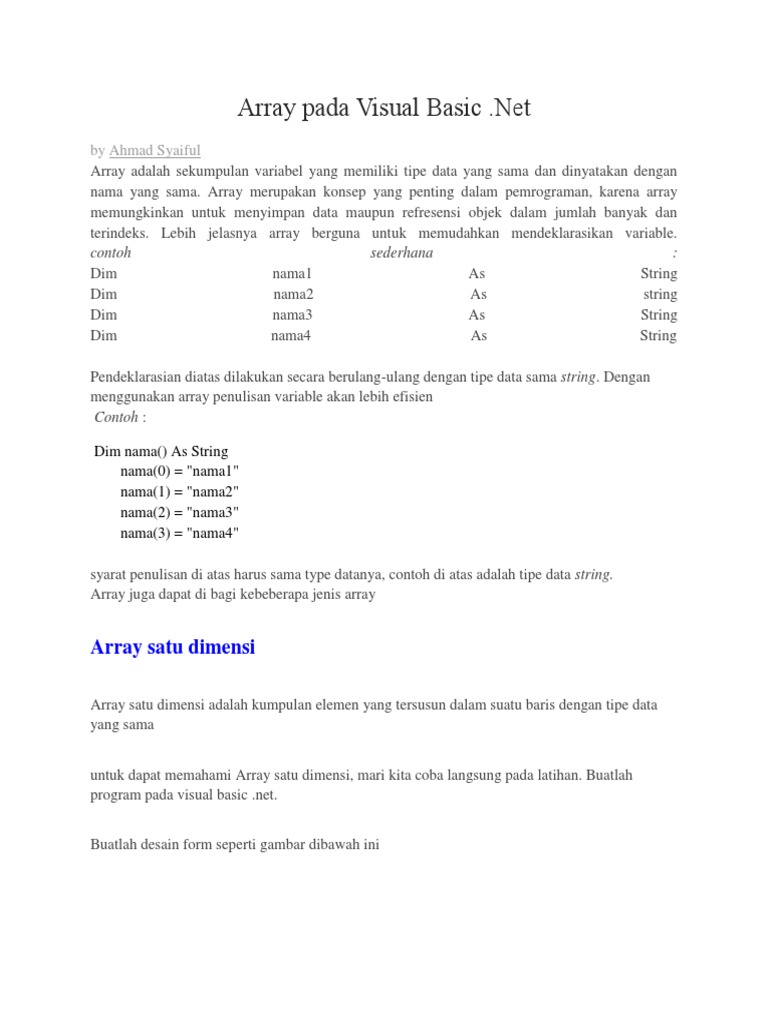 Array Pada Visual Basic | PDF