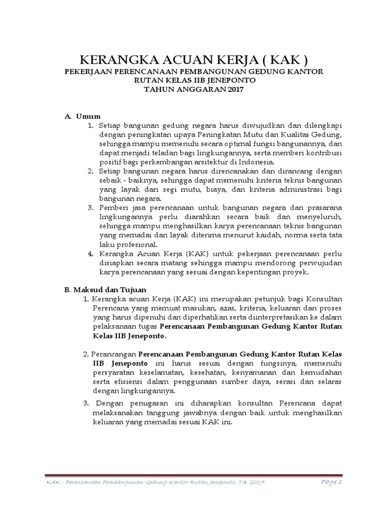 Kerangka Acuan Kerja (Kak) | PDF