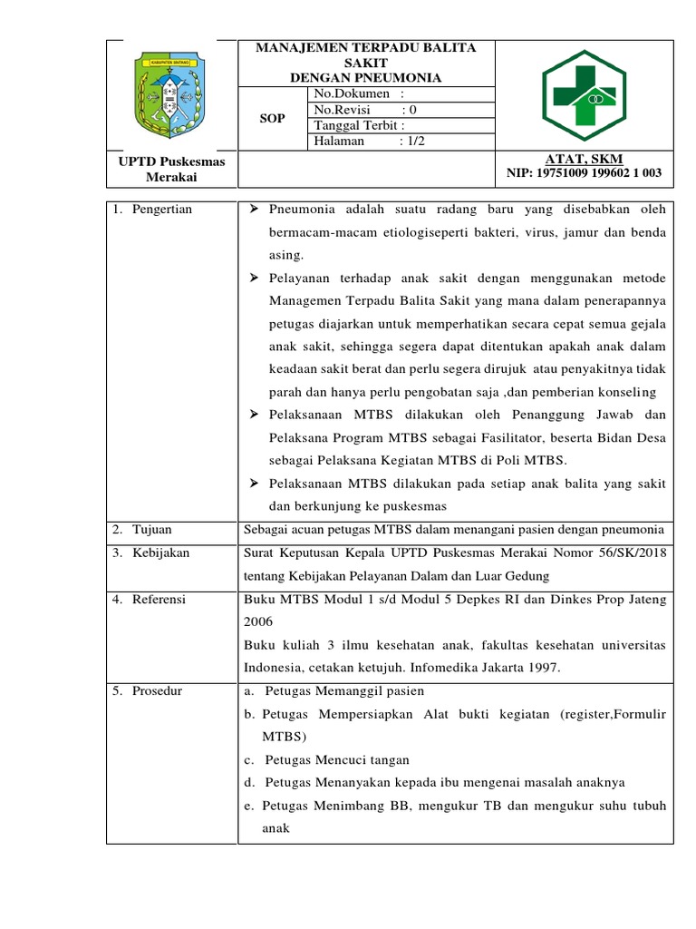 Sop Mtbs Dengan Pneumonia | PDF
