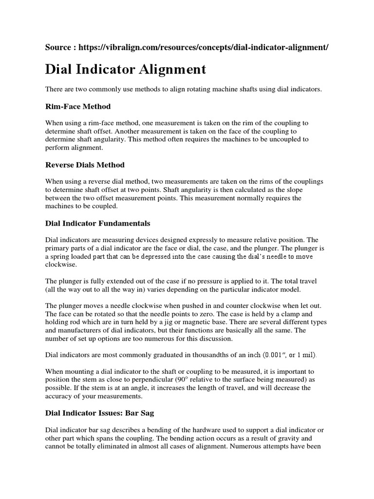 Dial Indicator Alignment: Rim-Face Method | PDF | Mechanical Engineering | Nature