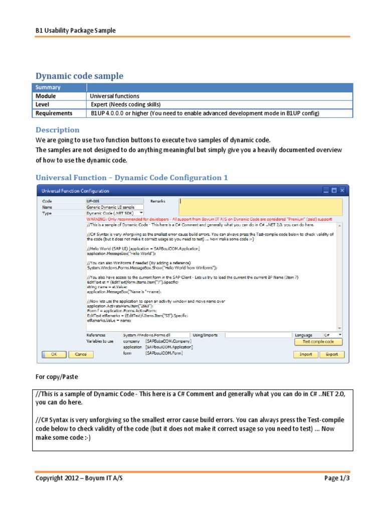 01 - Dynamic Code Sample PDF | Download Free PDF | C (Programming ...