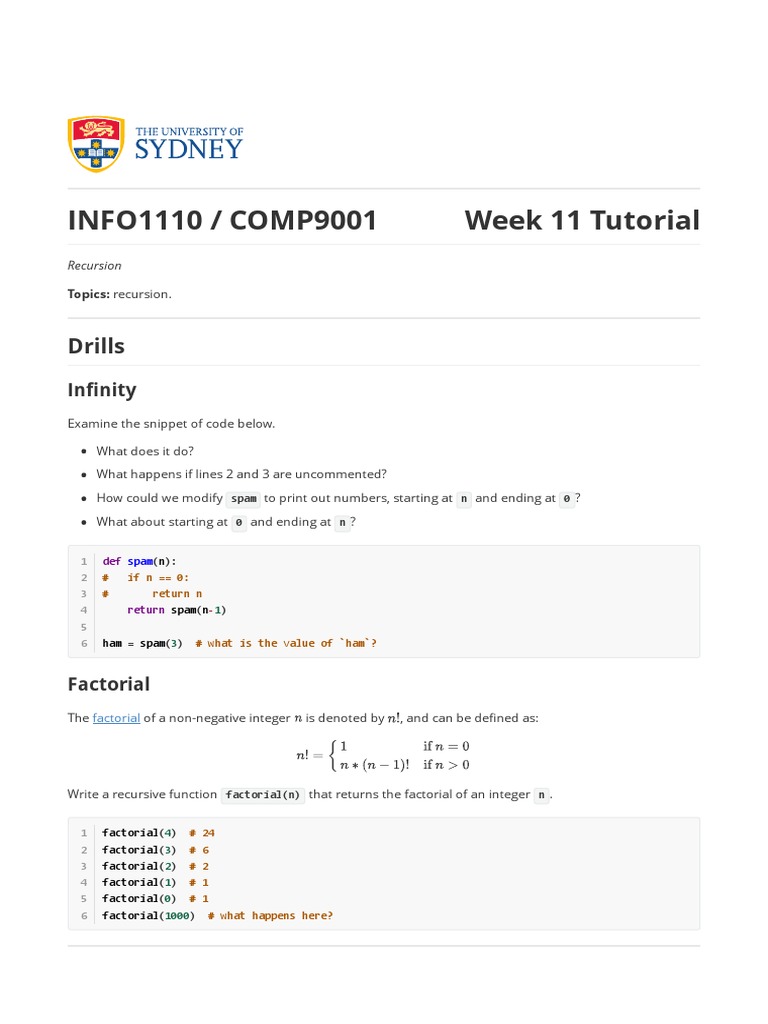 Week 11 - Recursion | PDF | Numbers | Mathematical Logic