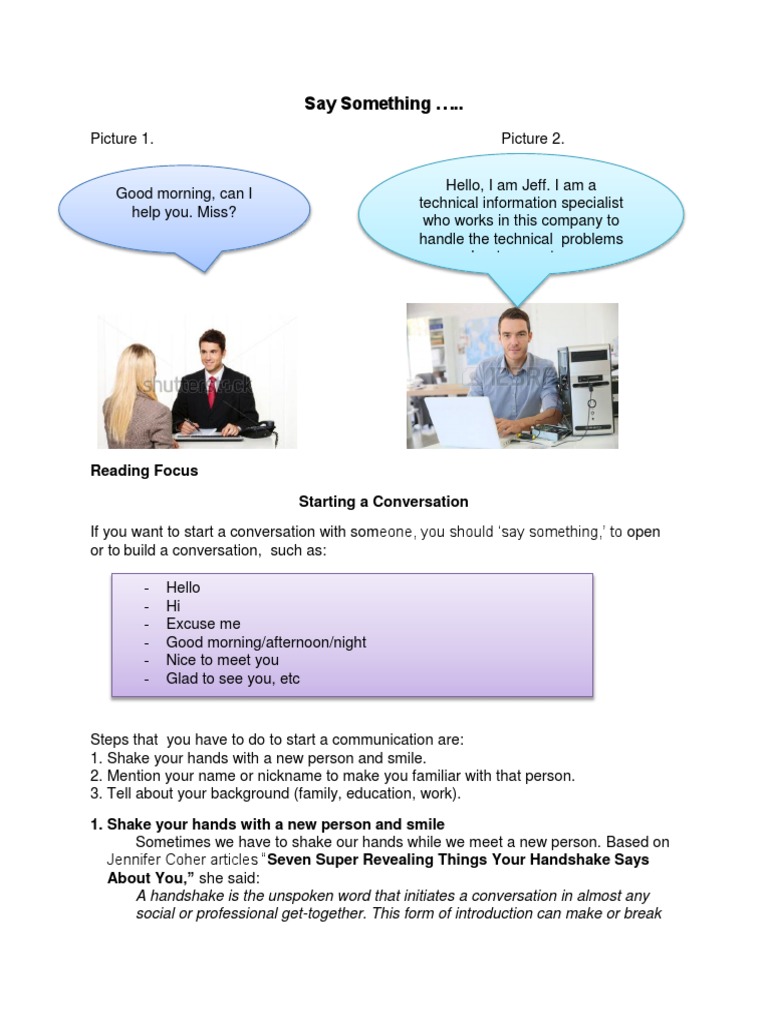 How to start a conversation.pdf | Conversation | Body Language