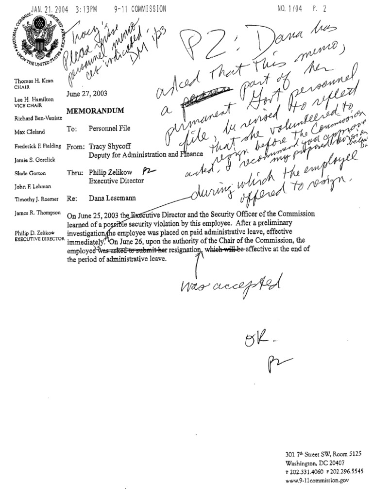 Shycoff Memo Re Dana Lesemann Resignation | PDF