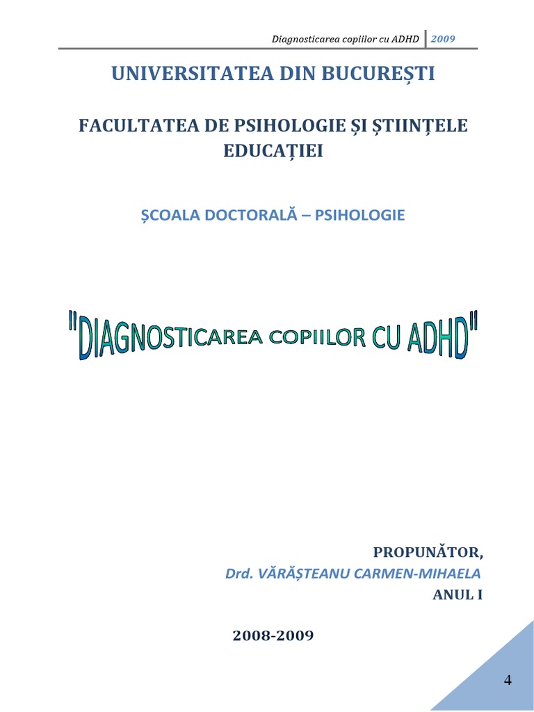 Deficitul de Atentie Si Hiperactivitate | PDF | Attention Deficit ...
