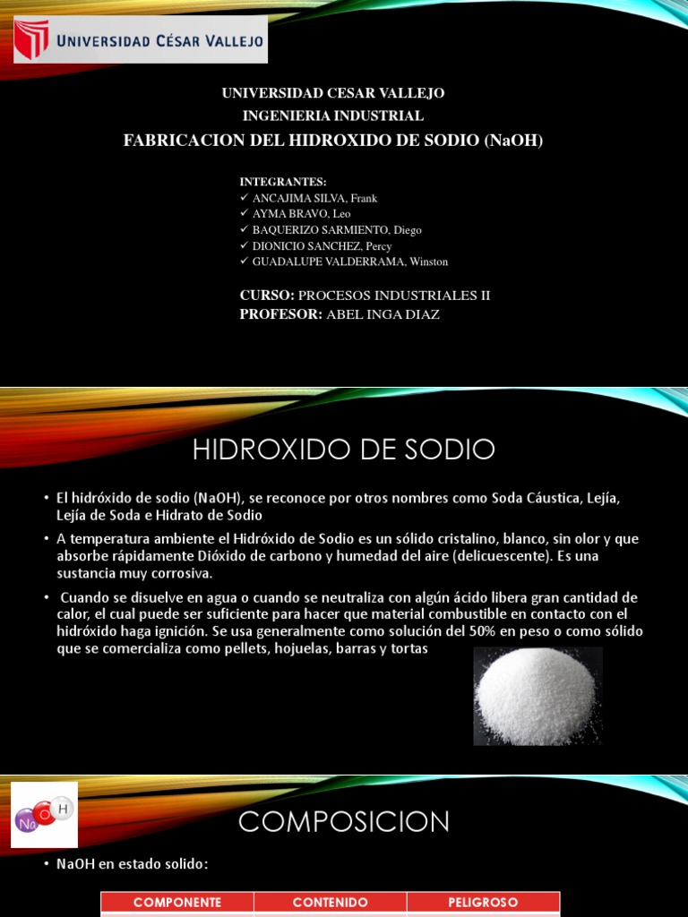 HIDROXIDO DE SODIO.pptx | Cloro | Hidróxido de sodio