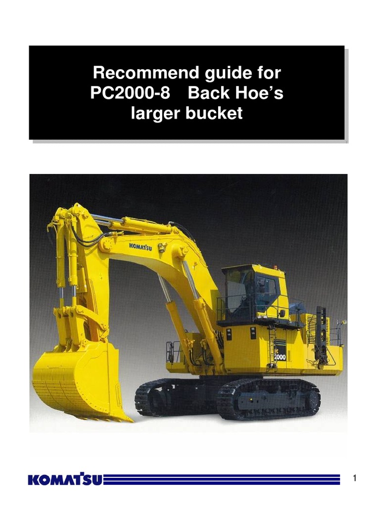 Recommend Guide For PC2000-8 Back Hoe's Larger Bucket | PDF | Truck ...