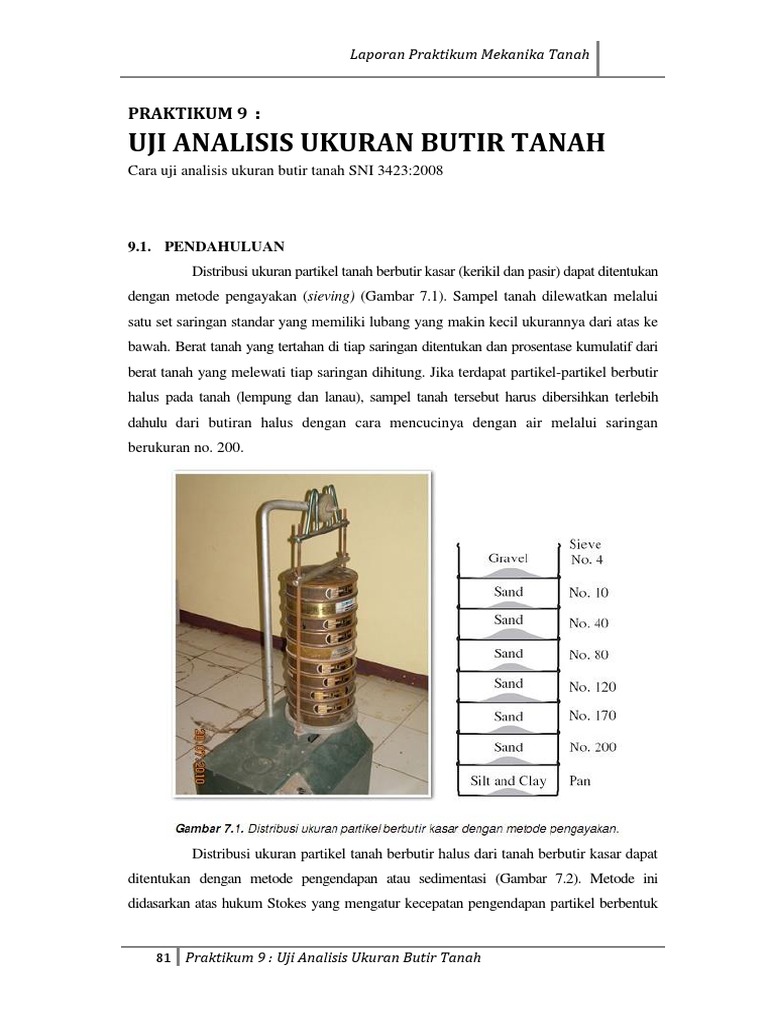 Uji Analisis Ukuran Butir Tanah | PDF | Sains & Matematika