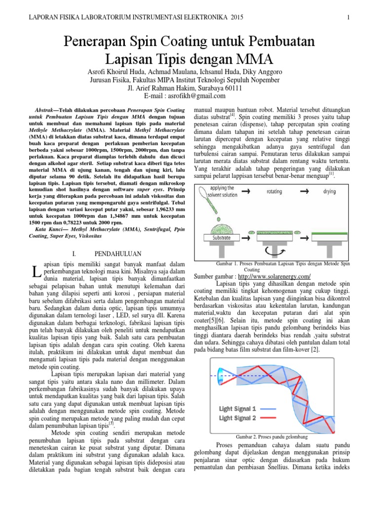 Penerapan Spin Coating Untuk Pembuatan L | PDF