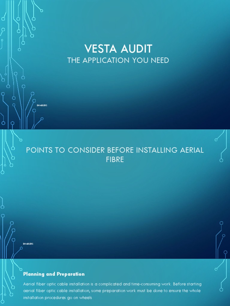 Vesta Audit: The Application You Need | PDF | Mobile App | Optical Fiber
