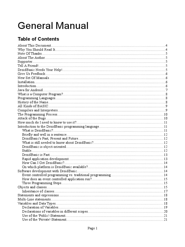 DroidBasic General Manual | PDF | Class (Computer Programming) | Method ...