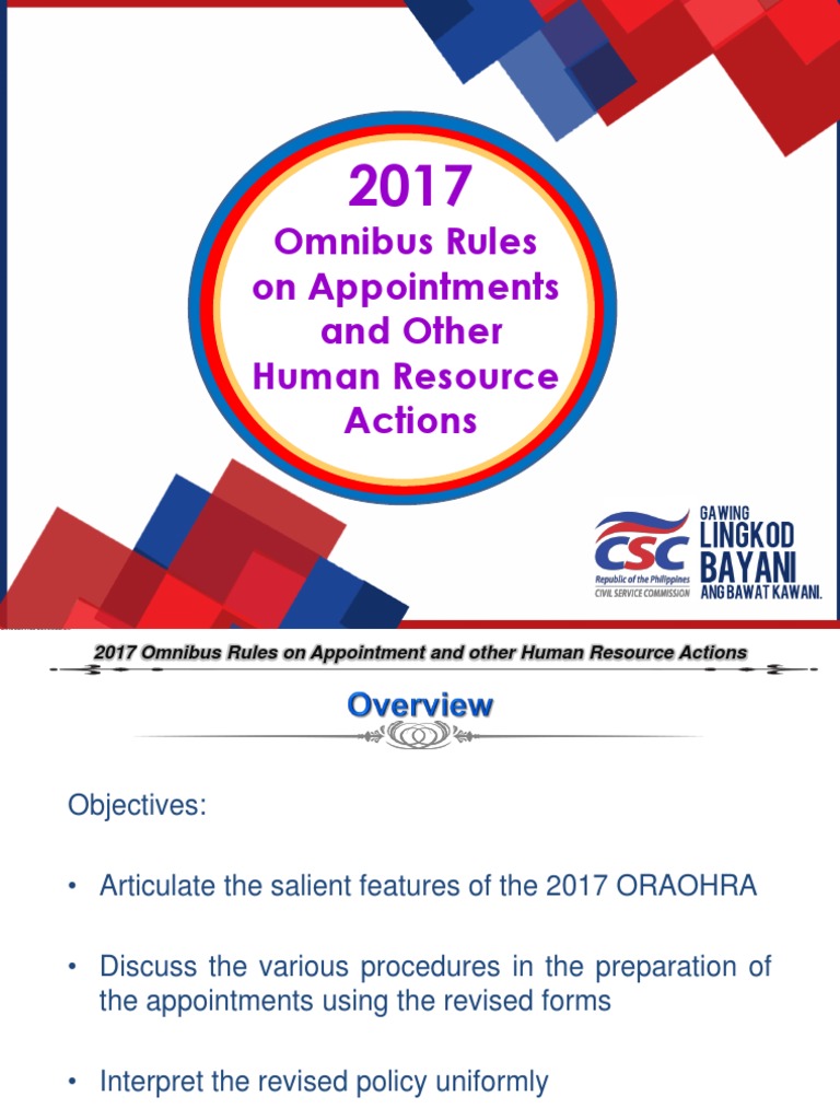 2017 Omnibus Rules on Appointments | PDF | Employment | Social Institutions