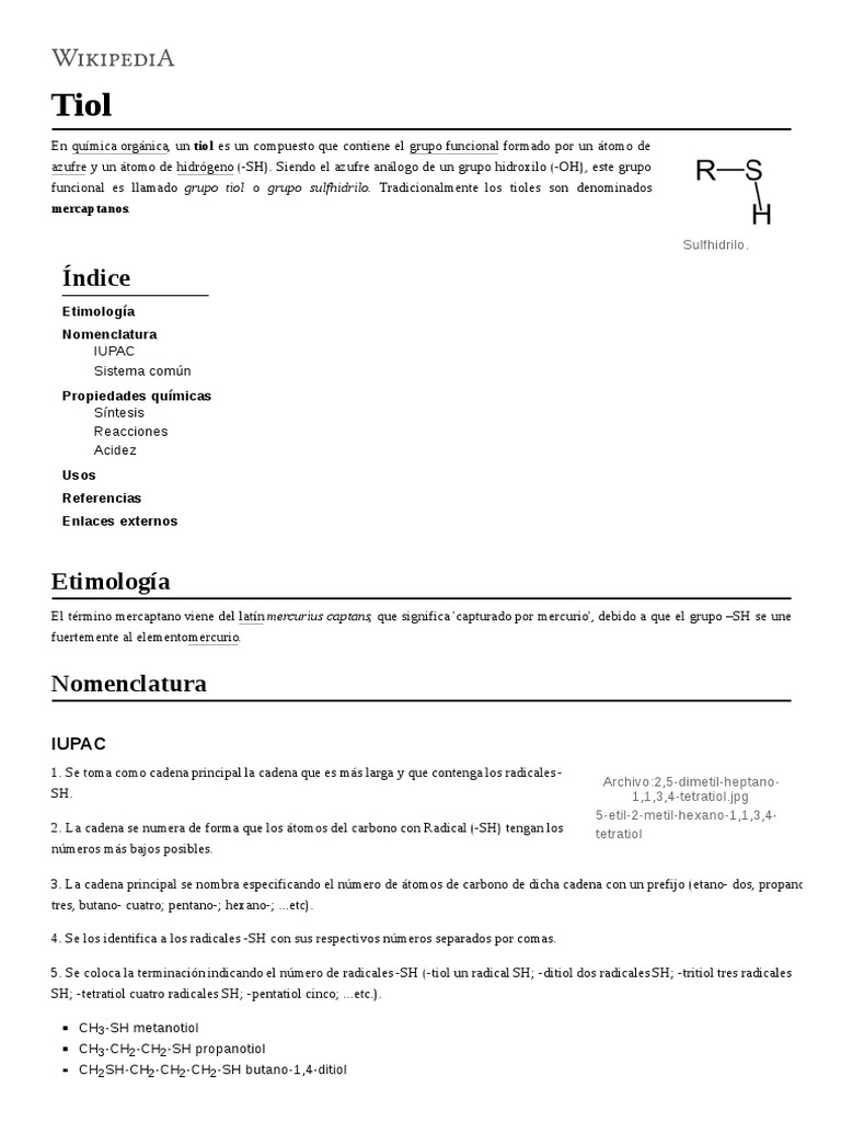 Tiol | PDF | Tiol | Ciencias fisicas