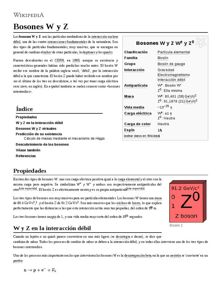 Bosones W y Z | PDF | Cuarc | Partículas subatómicas