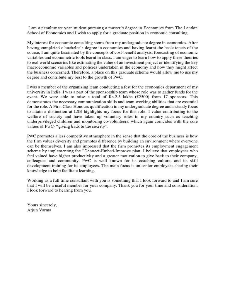 PWC Cover Letter | Download Free PDF | Pricewaterhouse Coopers ...
