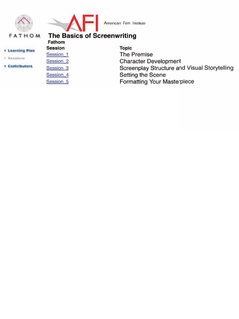 AFI The Basics of Screenwriting PDF | PDF