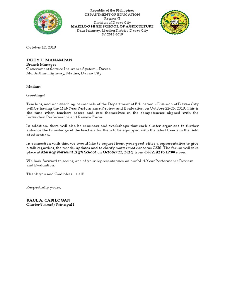 Letter For GSIS Speakership | PDF
