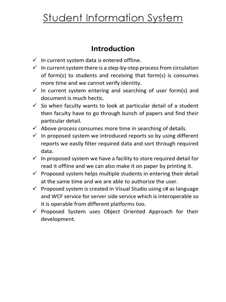 Student Information System System Introd PDF | PDF | Input/Output ...