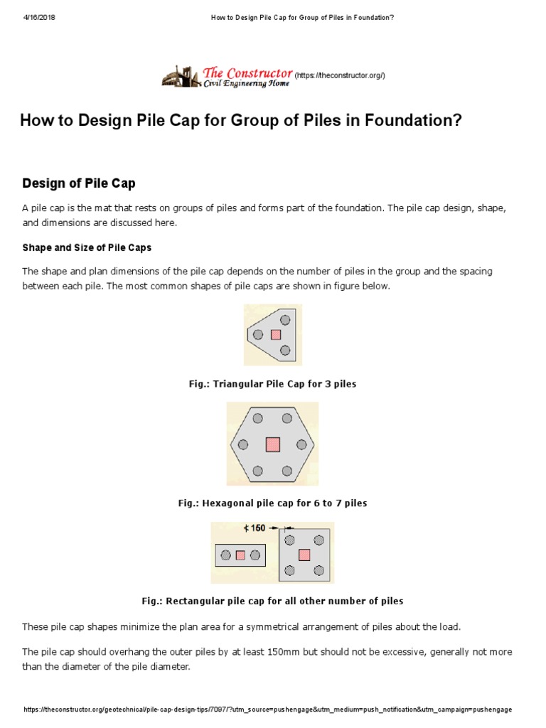 How To Design Pile Cap For Group of Piles in Foundation | PDF | Deep ...