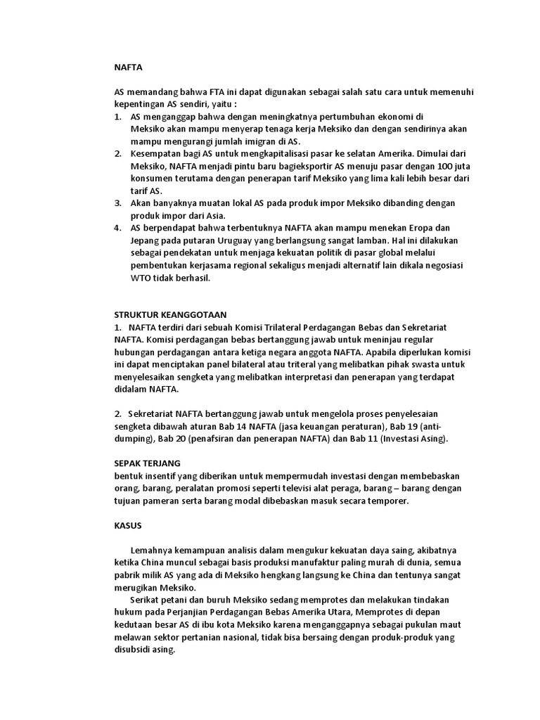 Penjelasan CAFTA | PDF