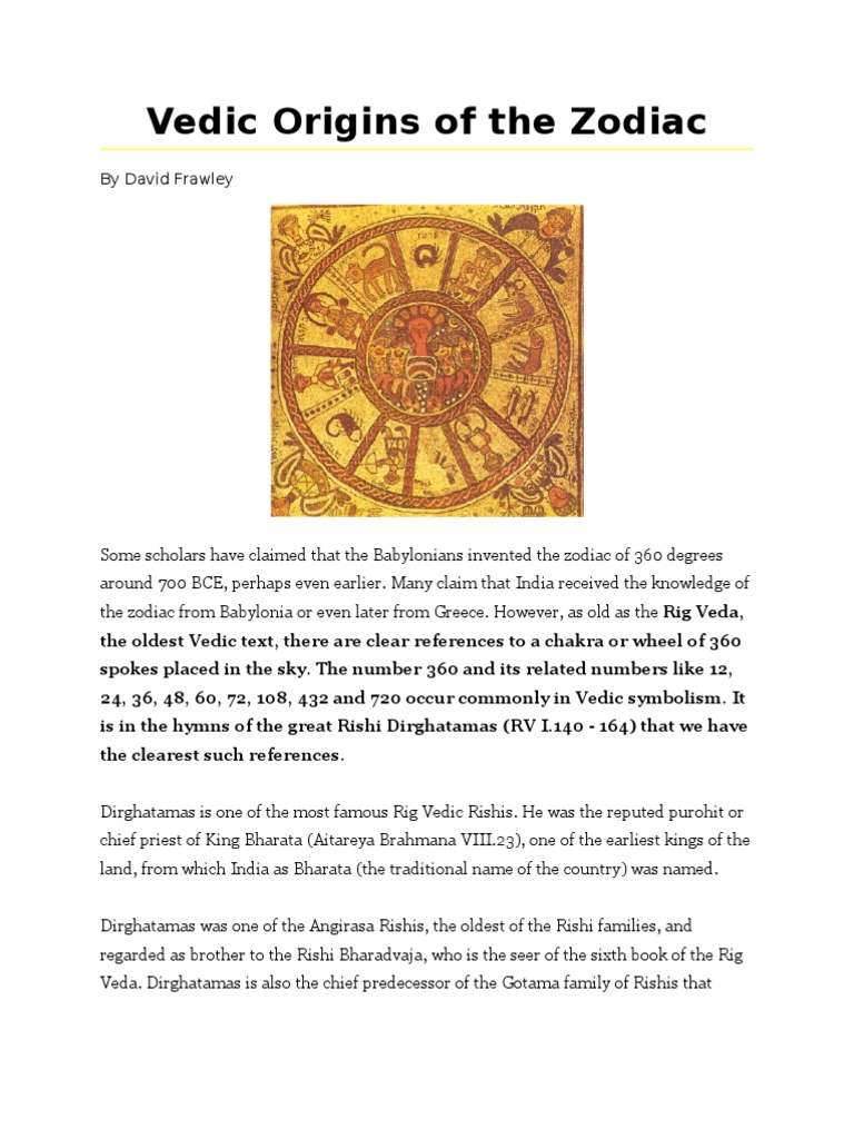 Vedic Zodiac's Ancient Origins | PDF