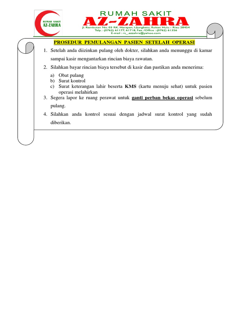 Prosedur Pemulangan Pasien Pasca Operasi | PDF