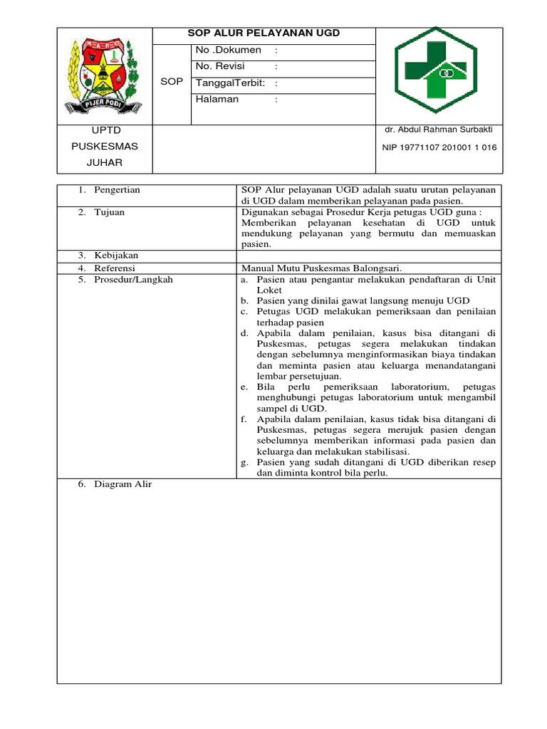 Sop Alur Pelayanan Ugd | PDF
