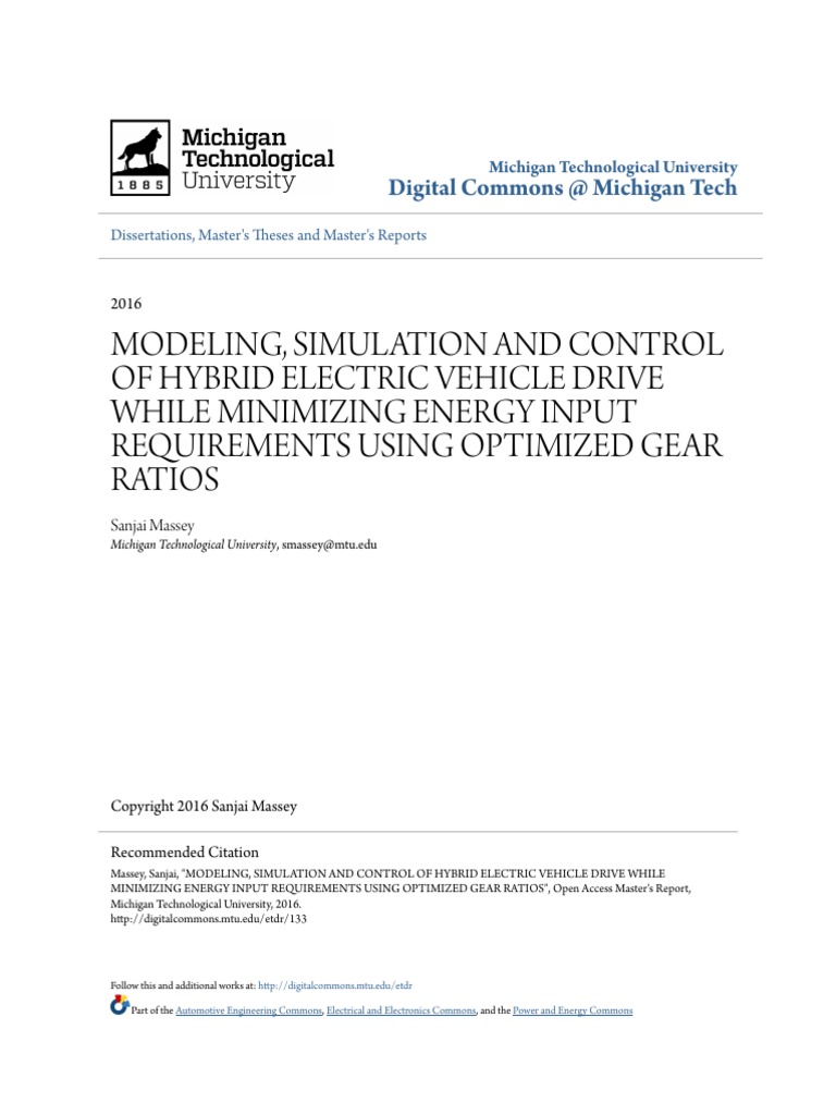 Modeling Simulation and Control of Hybrid Electric Vehicle Drive PDF ...