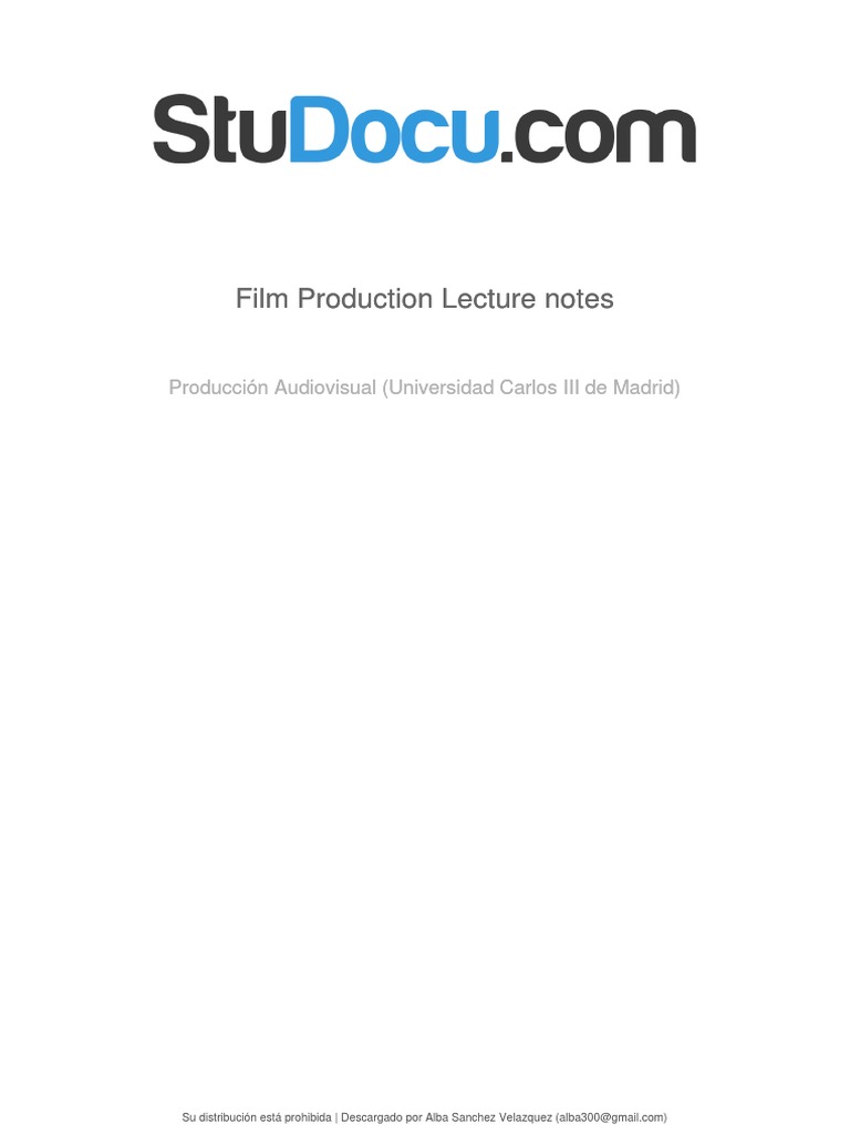 Film Production Lecture Notes PDF | PDF | Filmmaking | Independent Film