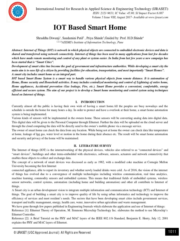 IOT Based Smart Home | PDF | Internet Of Things | Science And Technology