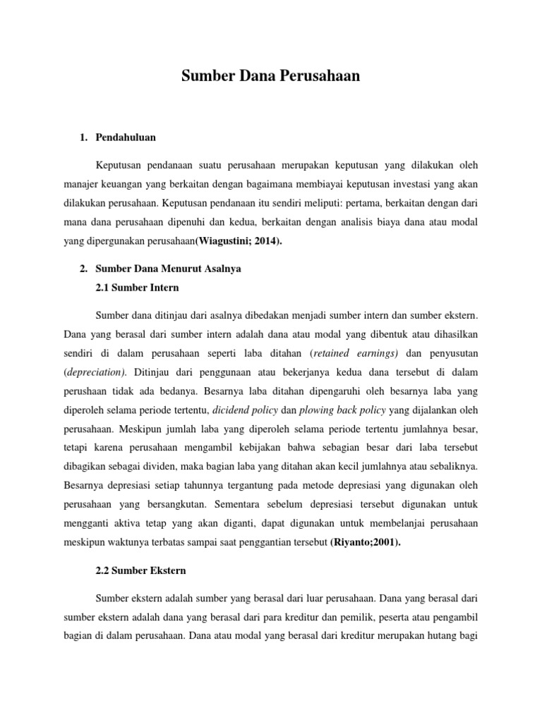 Sumber Dana Perusahaan | PDF